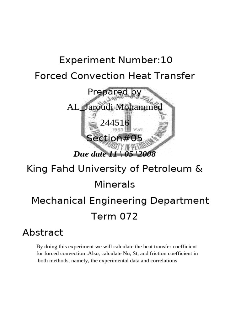 Experiment 10 | PDF | Heat Transfer | Fluid Dynamics