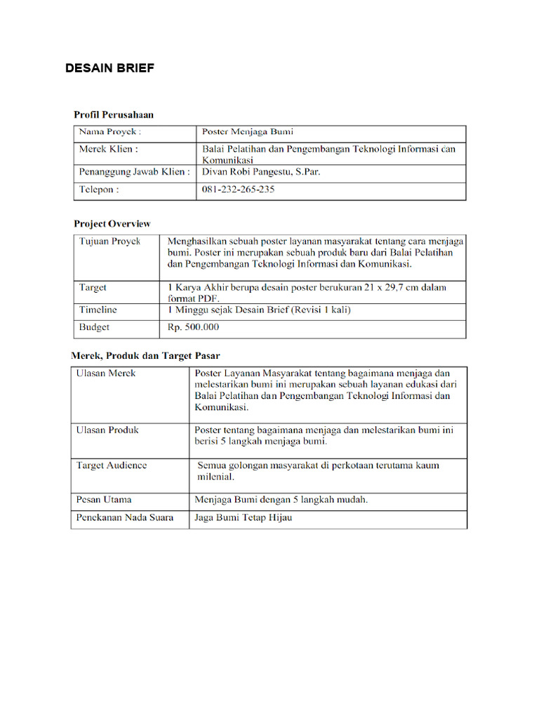 Contoh Desain Brief Poster | PDF