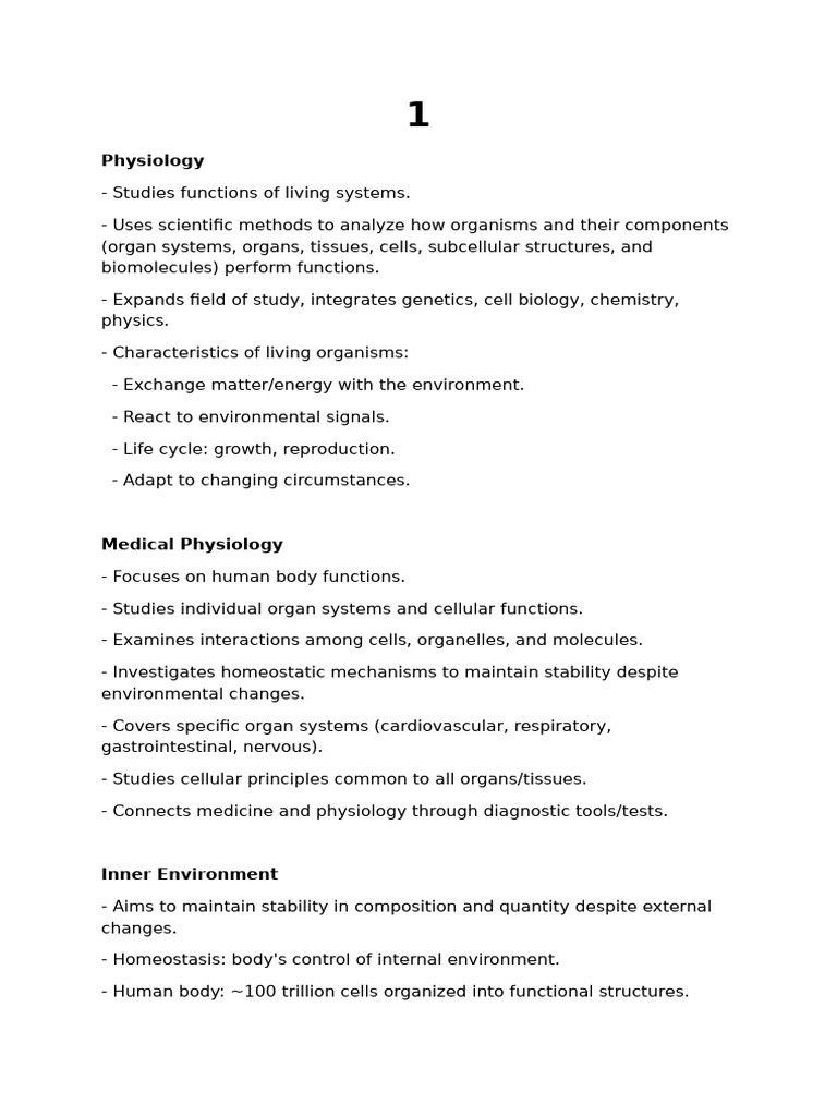Physiology 1 | PDF | Physiology