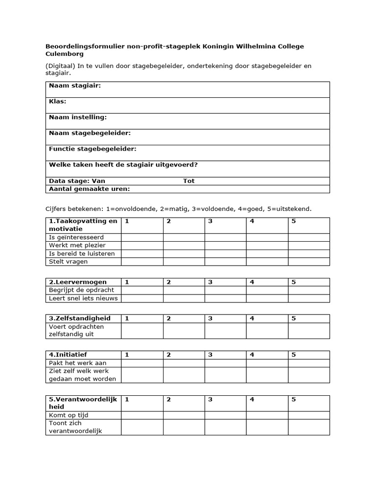 MAS Beoordelingsformulier Blanco | PDF