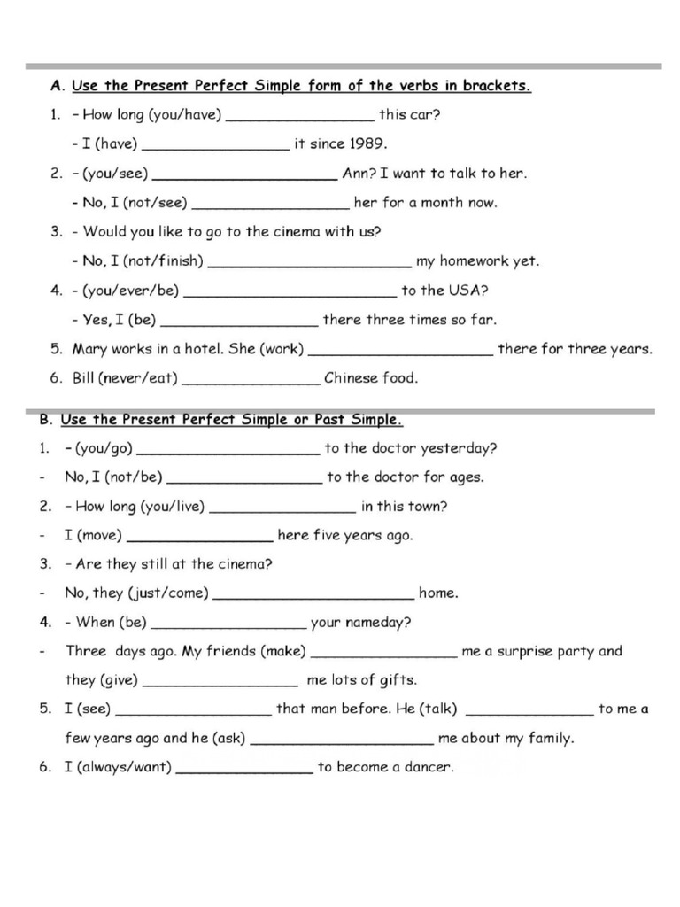 Present Perfect Past Simple Refuerzo | PDF