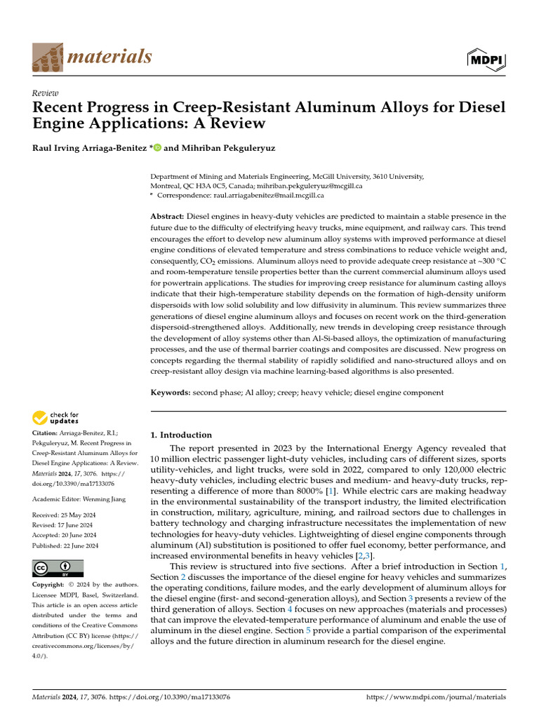 Creep-Resistant Aluminum Alloys Review | PDF | Fatigue (Material ...