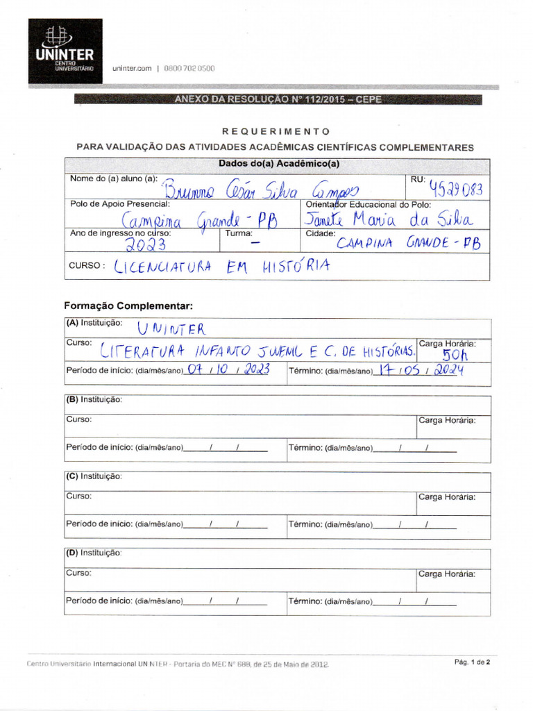 Uninter Certificados | PDF