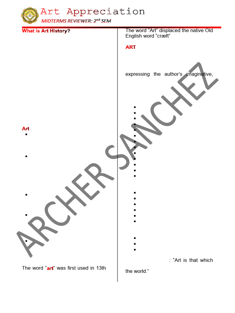 Art Appreciation History | PDF | Paintings | Paint