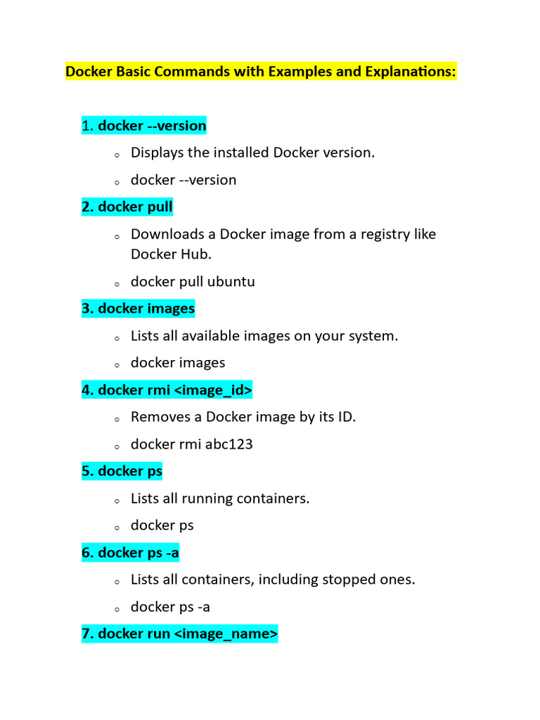 Docker Basic Commands With Examples and Explanations 1729967625 | PDF | Computer Engineering ...