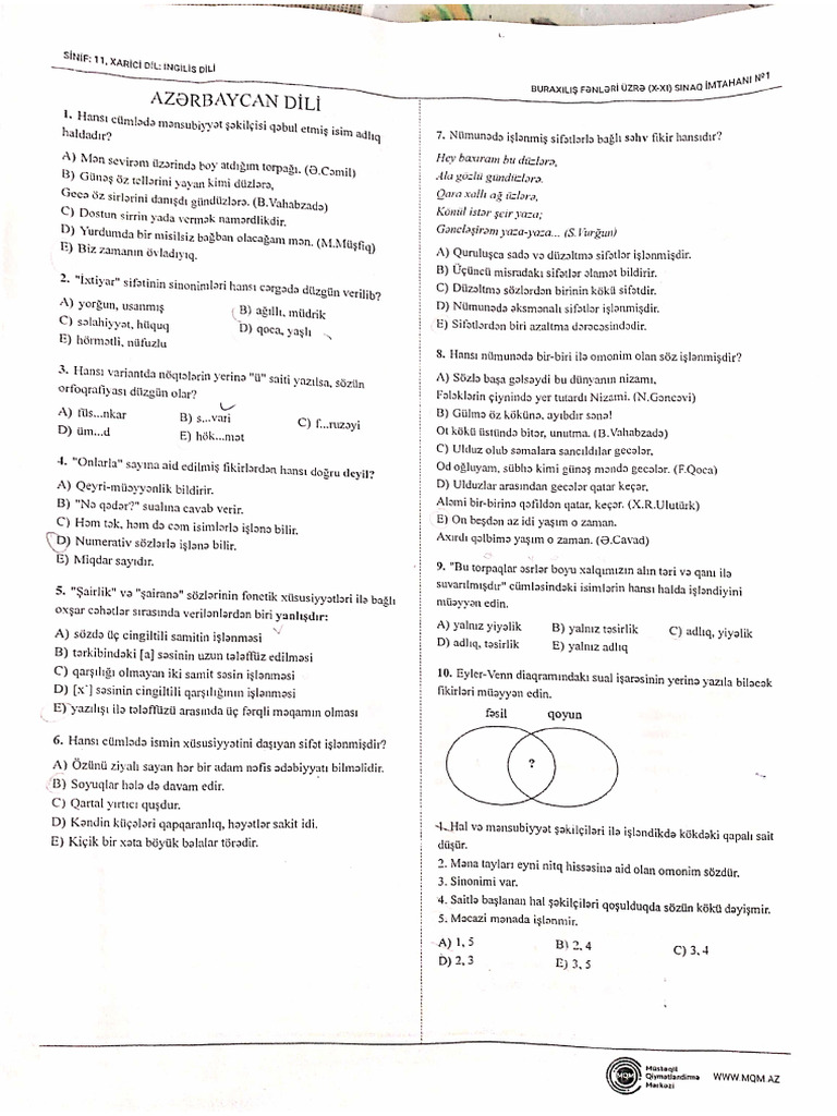 Kainat Buraxılış 09.10.2022 11 Ci Sinif | PDF