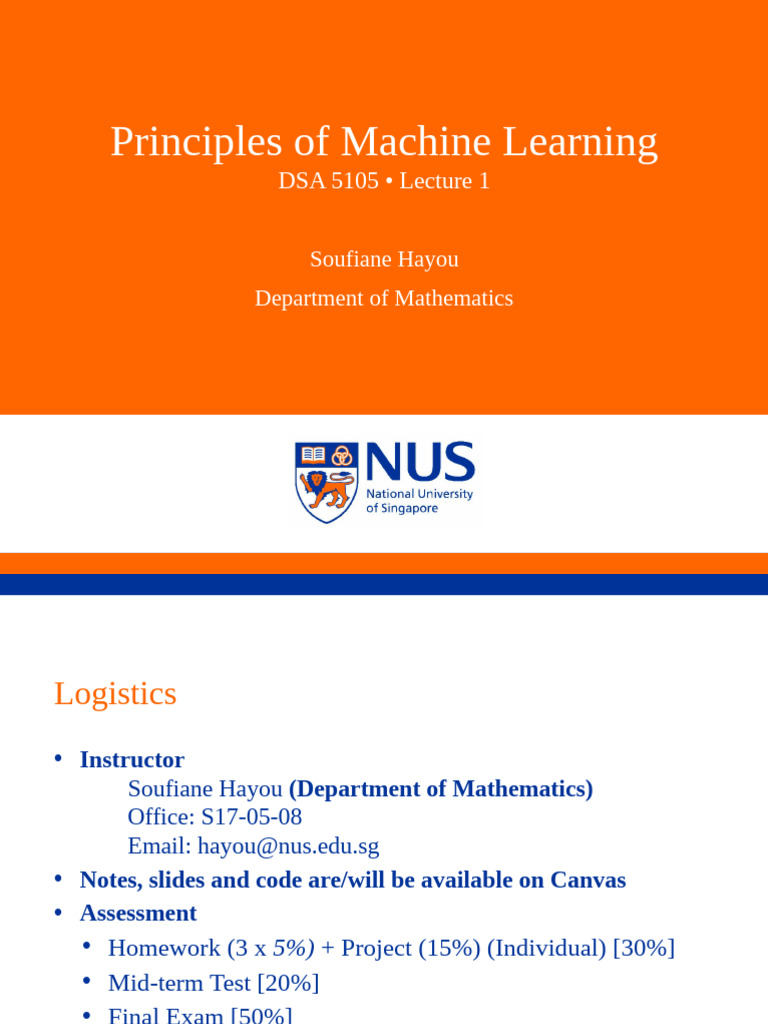 DSA5105 Lecture1 | PDF | Machine Learning | Least Squares