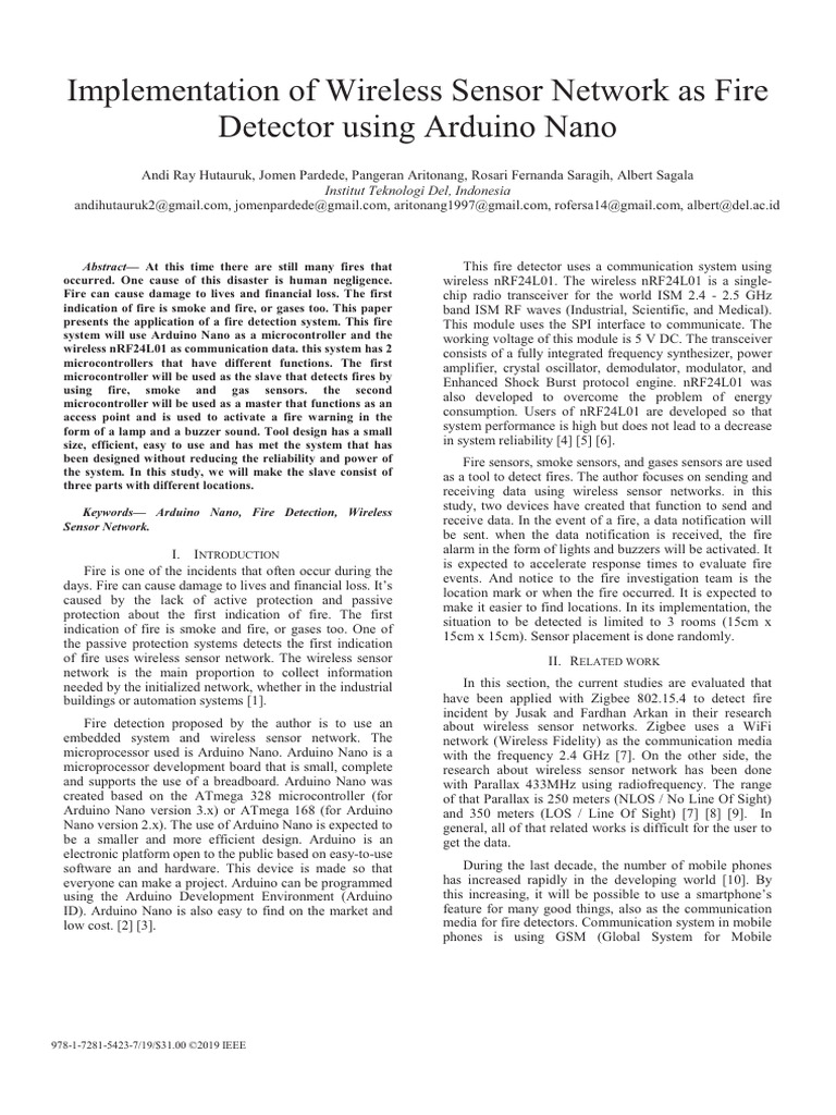 Implementation of Wireless Sensor Network As Fire Detector Using ...