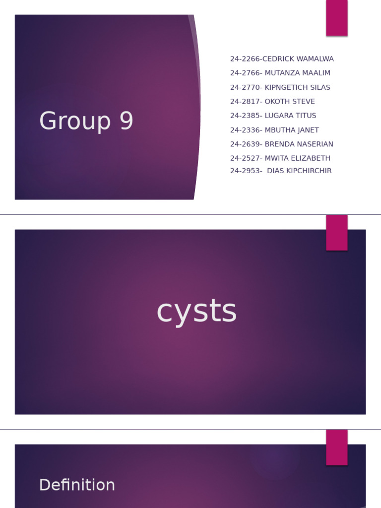 Cysts | PDF | Edema | Pain