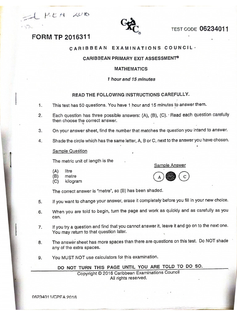 Cpea Math 2016 | PDF