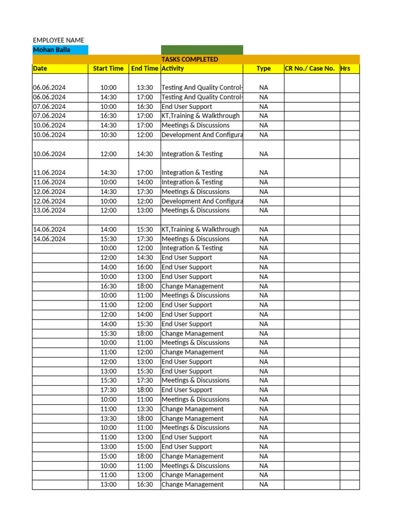 Monthley Work Tracker Format | PDF | Computing
