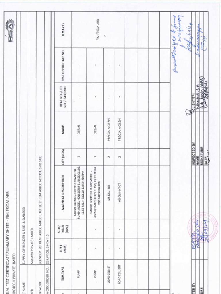 Abb Fim (Pump & Load Cell) | PDF