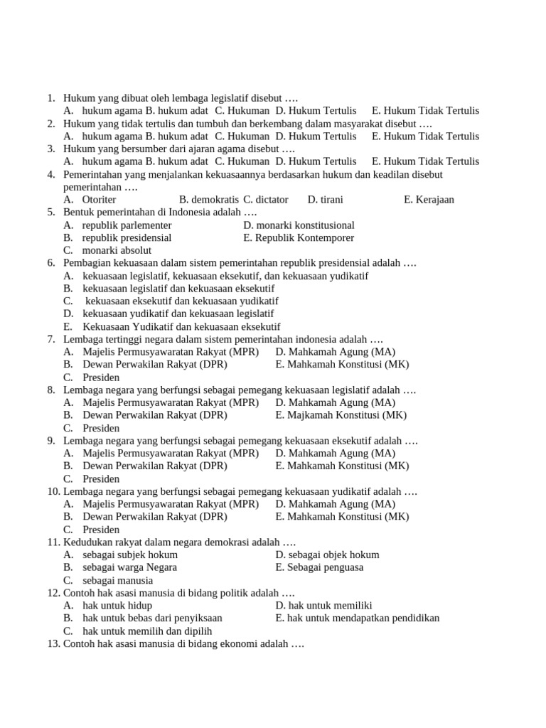 Soal PKN Kelas XII | PDF