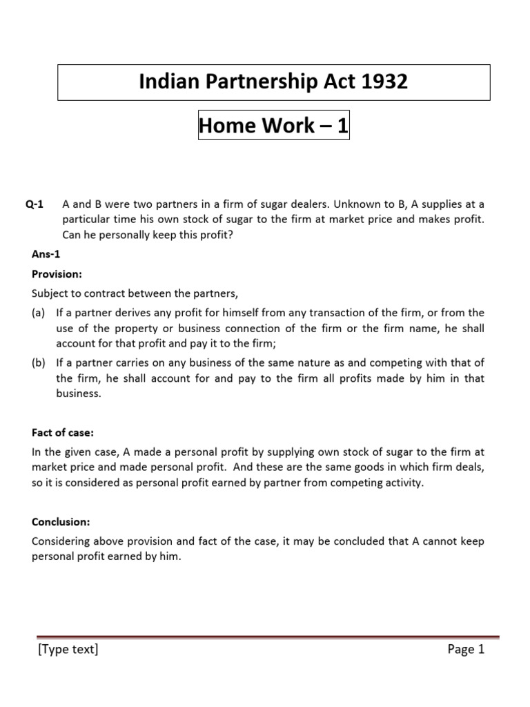 Partnership Case Studies and Conclusions | PDF | Partnership | Business Law