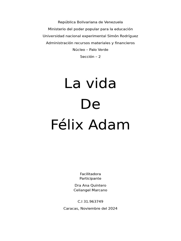 La Vida de Felix Adam | PDF | Aprendizaje | Educación de adultos