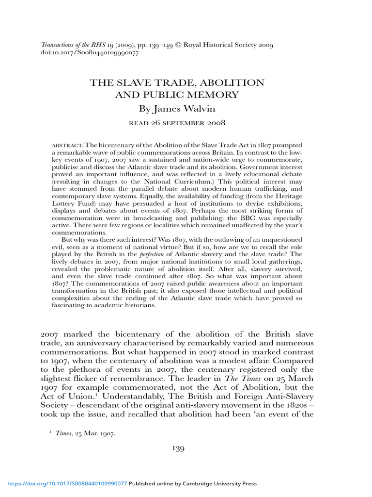 Commemorating Abolition: 2007 Insights | PDF | Abolitionism | Slavery