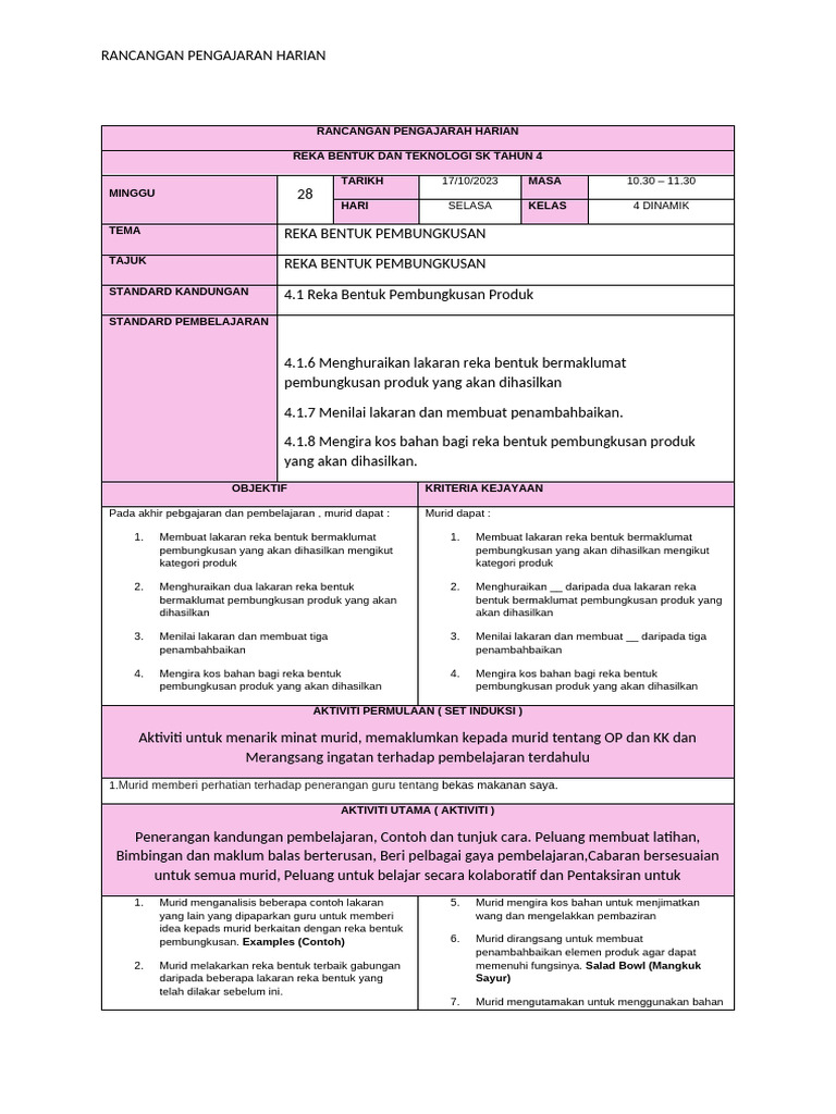 RPH Minggu 24 RBT THN 4 by Cikgu Gorgeous | PDF