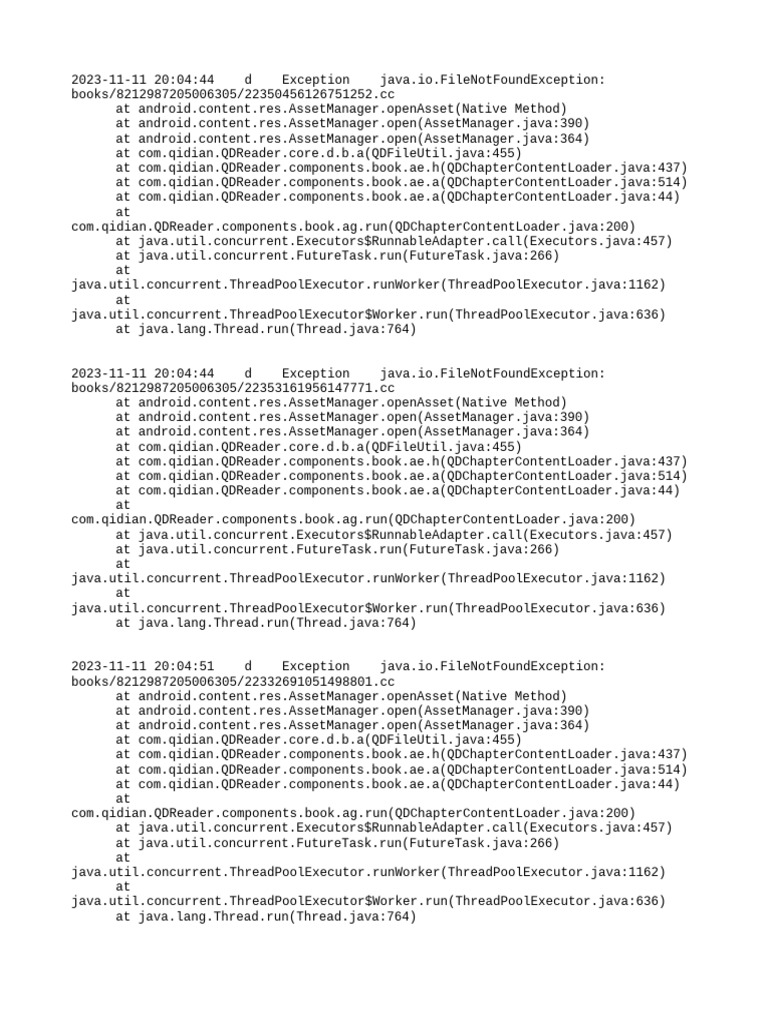 2023-11-11 Exception Log | PDF | Java Platform | Models Of Computation