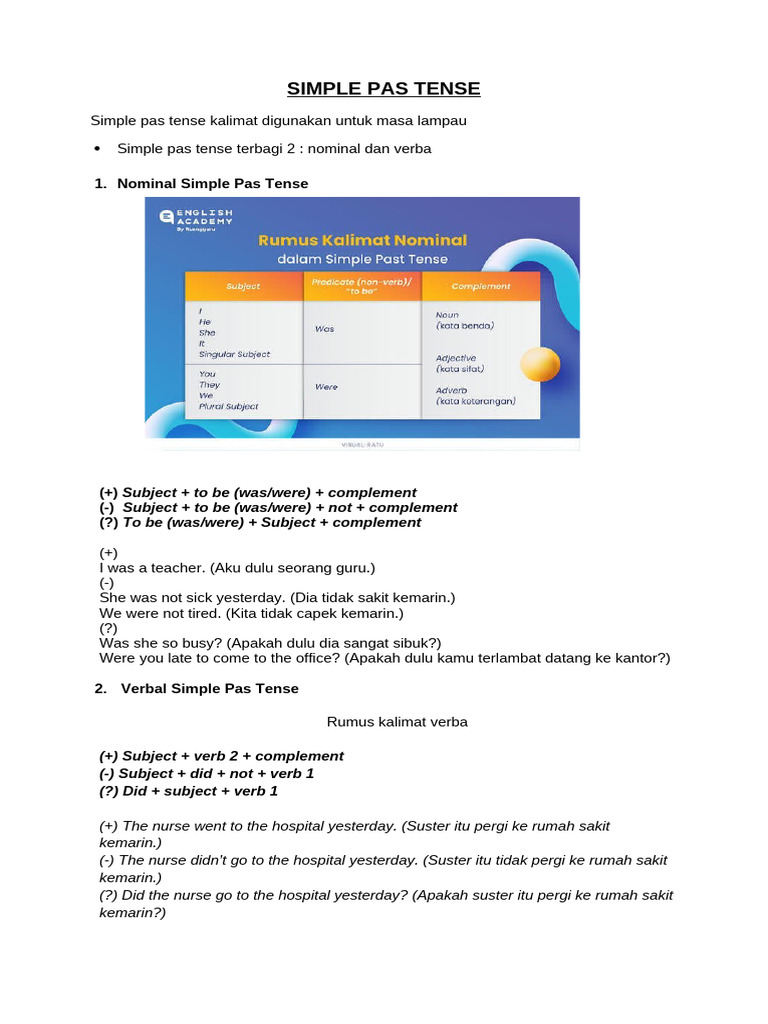 Panduan Simple Past Tense | PDF