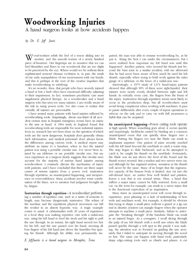 Woodworking Injuries: A Hand Surgeon Looks at How Accidents Happen ...