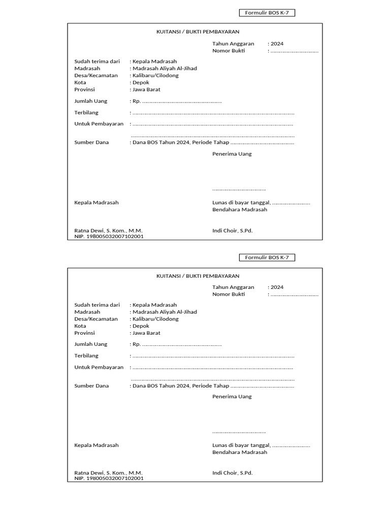 Kwitansi Bos 2024 | PDF