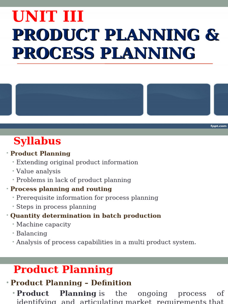 OIM353 Unit 3 Product Planning & Process Planning-1 | PDF | Reliability ...