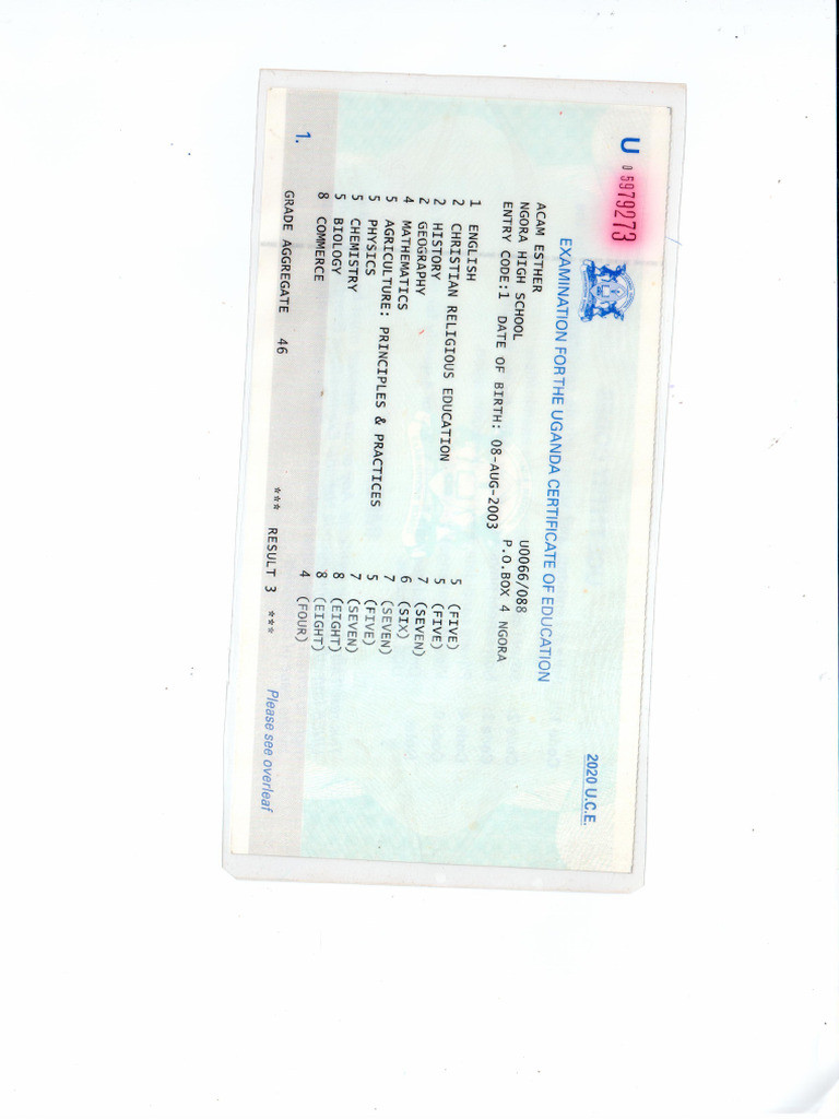 Uce Result Slip | PDF