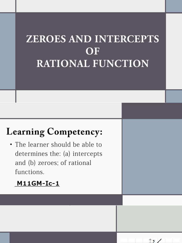 Zeroes and Intercepts of Rational Function | PDF | Function (Mathematics) | Zero Of A Function