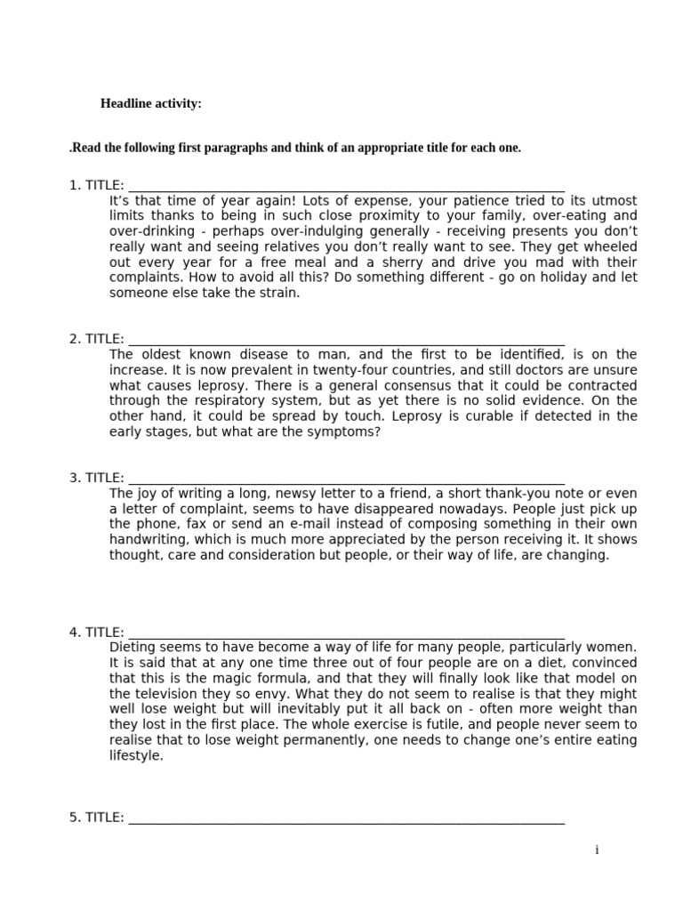 Headline activity IG2A | PDF | Human Communication