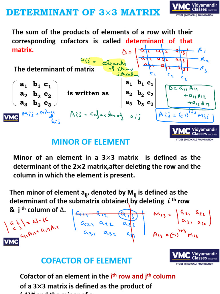 Determinant Matrices L 1 Pdf Determinant Matrix Mathematics