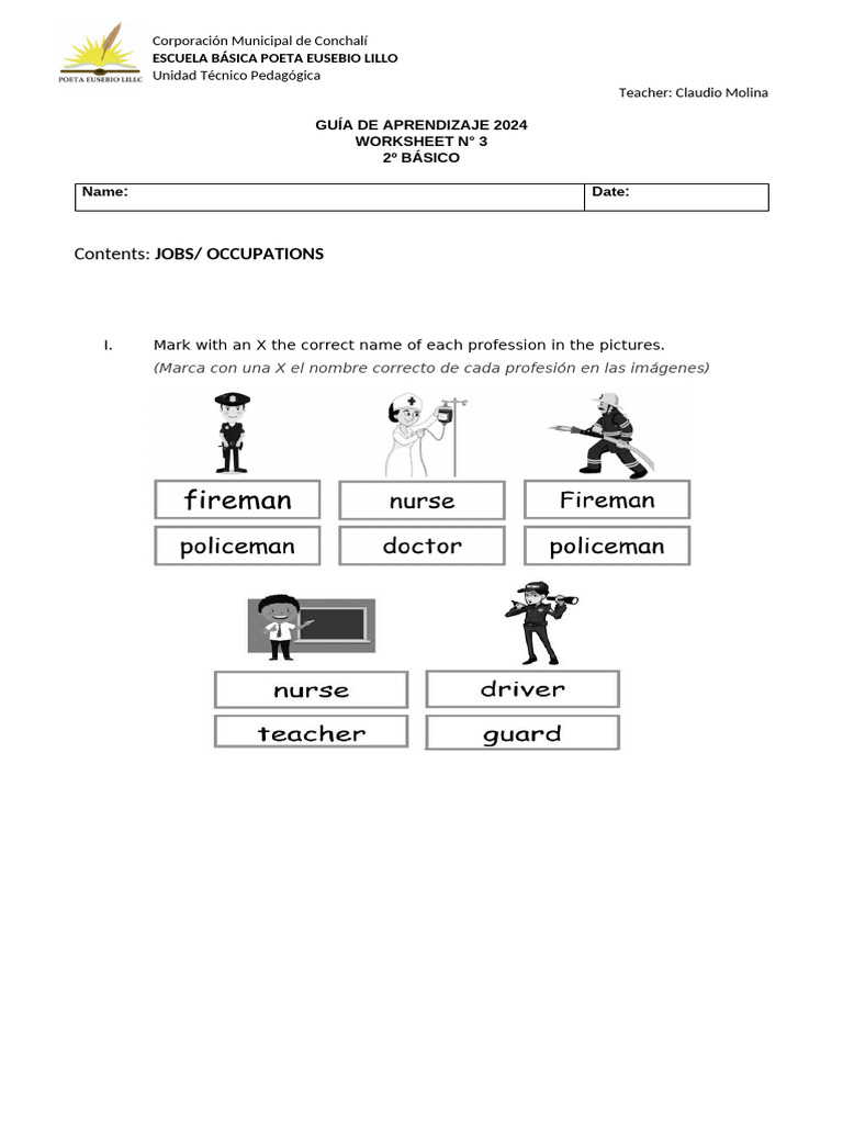 Guía de Profesiones para 2º Básico | PDF