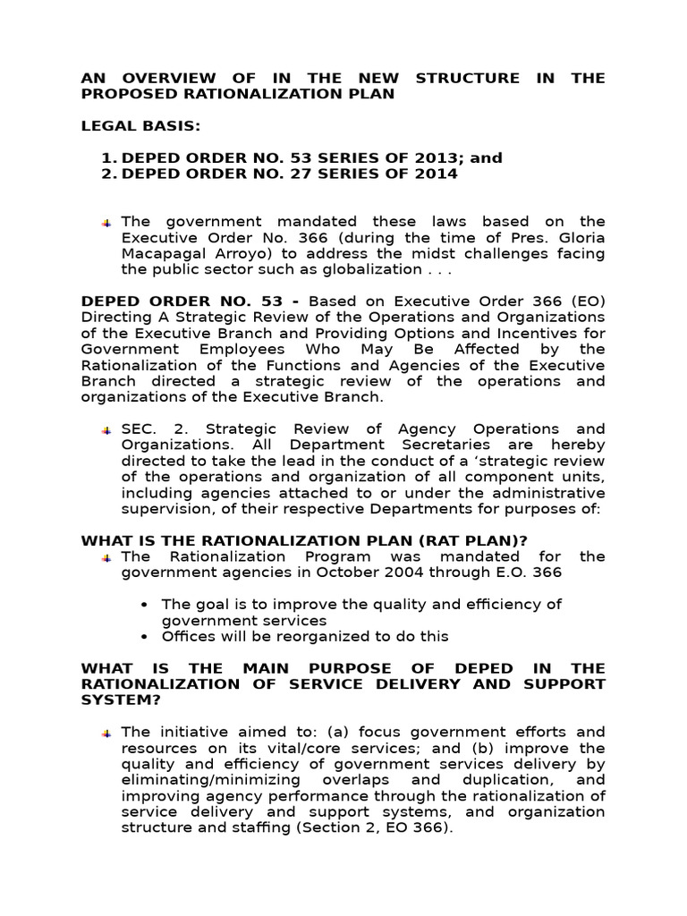 Report On Rationalization Plan of Deped | PDF | Salary | Business