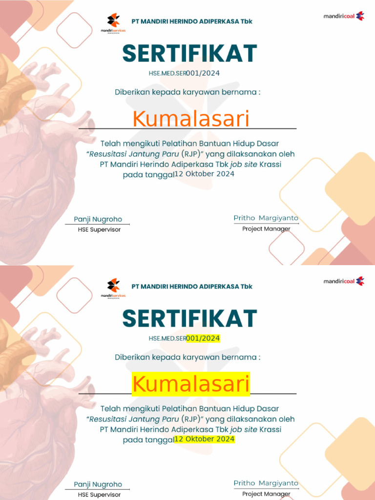 Draft Sertifikat RJP | PDF