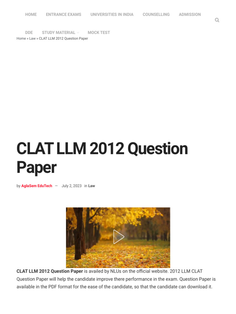 CLAT LLM 2012 Exam Paper PDF | PDF | Mens Rea | Natural Law