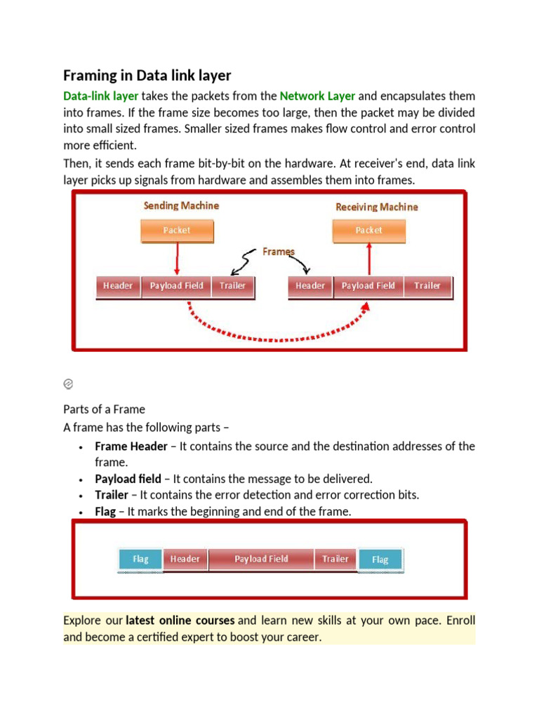 Framing in Data Link Layer | PDF | Network Packet | Computer Engineering