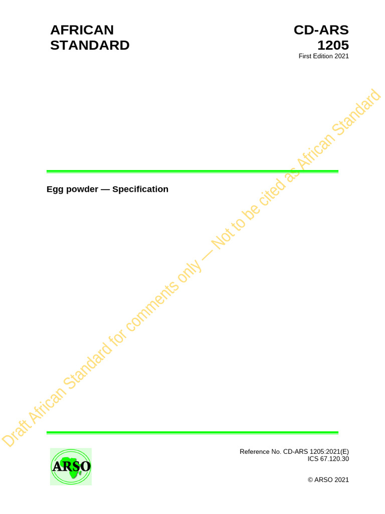CD-ARS 1205 2021 Egg Powder - Specification | PDF | Pressure ...