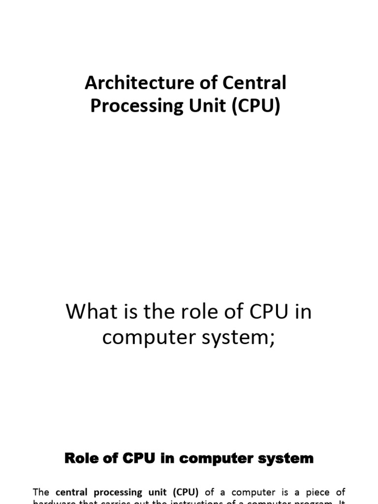 Architecture of CPU | PDF | Central Processing Unit | Cpu Cache