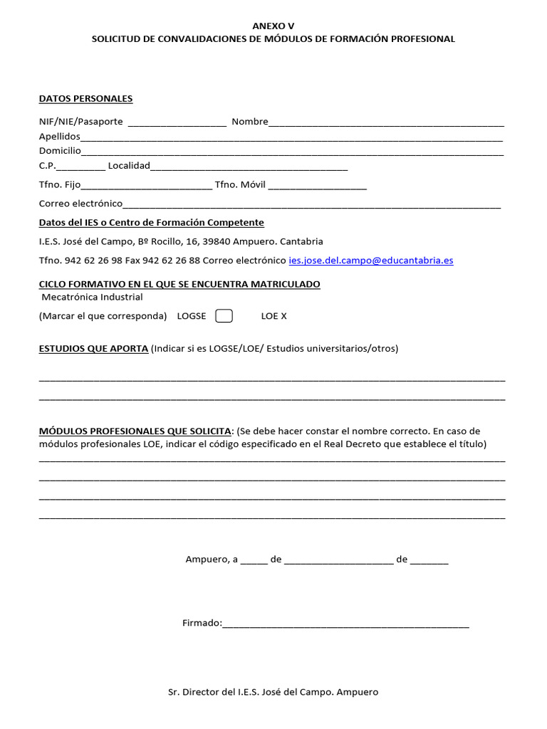 Solicitud Convalidación Distancia | PDF