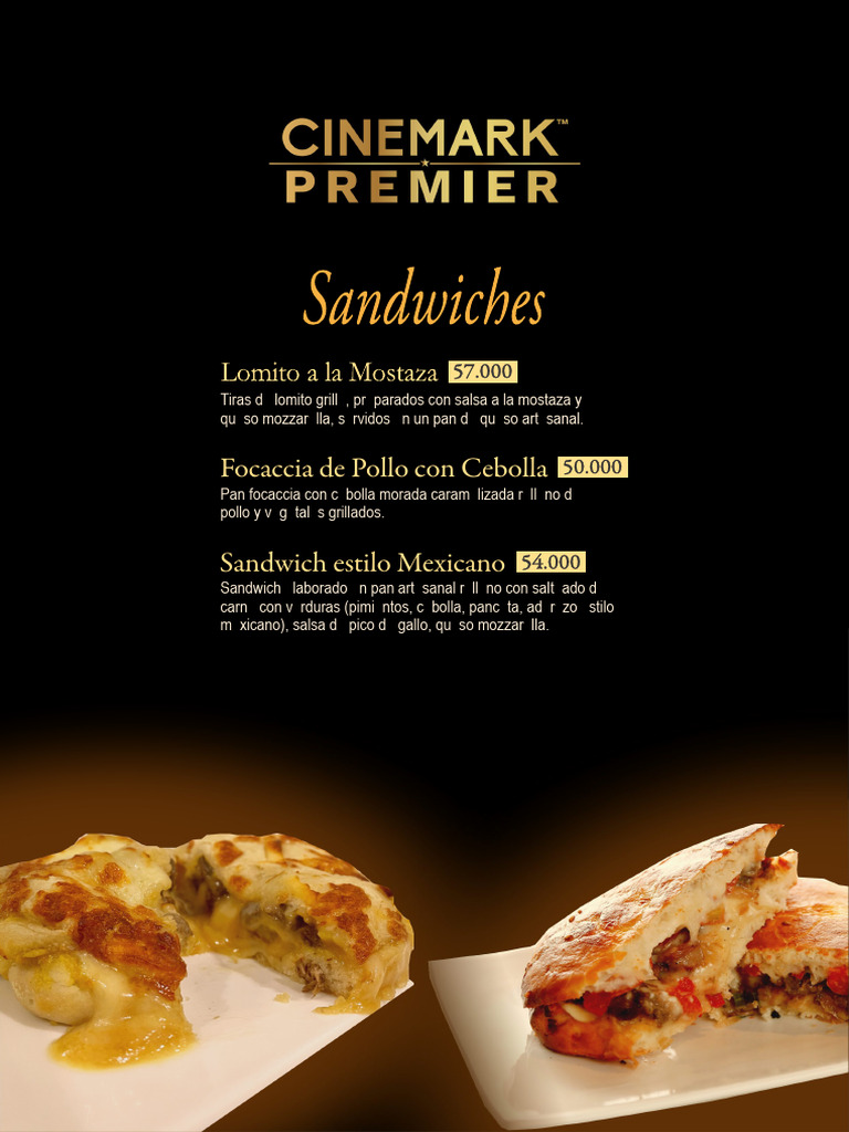 Menú Cinépolis Premier 2023 | PDF | Pizza | Alimentos
