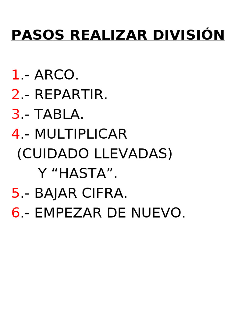 Pasos Realizar División | PDF