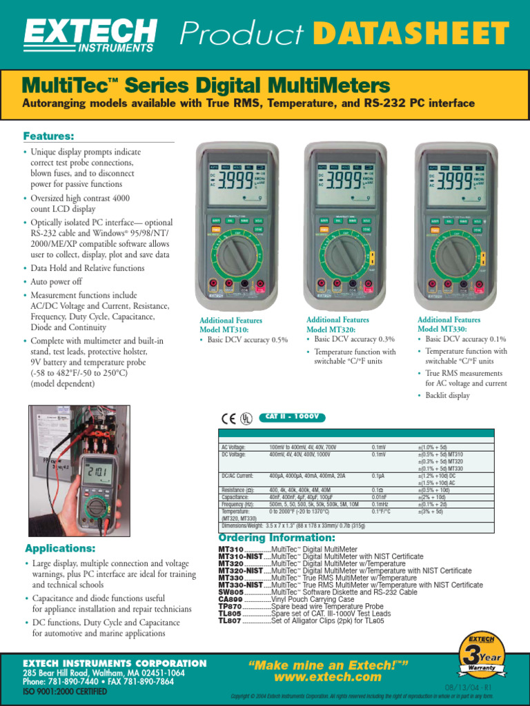 Product: Multitec Series Digital Multimeters | PDF | Electric Power | Computer Engineering