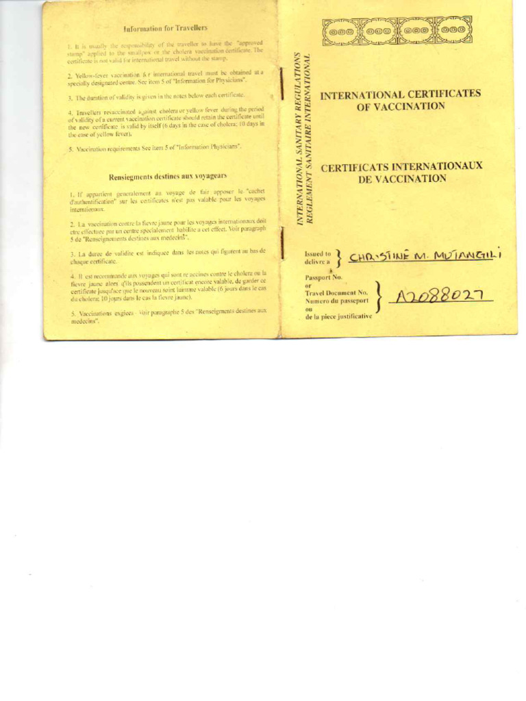 Yellow Fever Card.... 942 | PDF