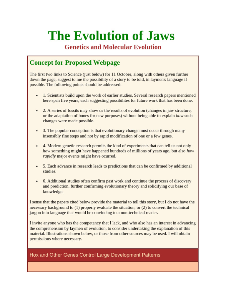 The Evolution of Jaws | PDF | Vertebrates | Evolution