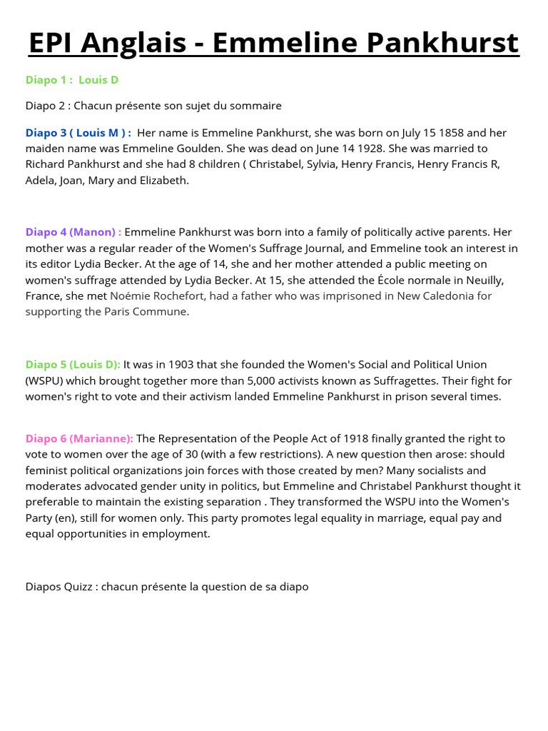 Emmeline Pankhurst | PDF