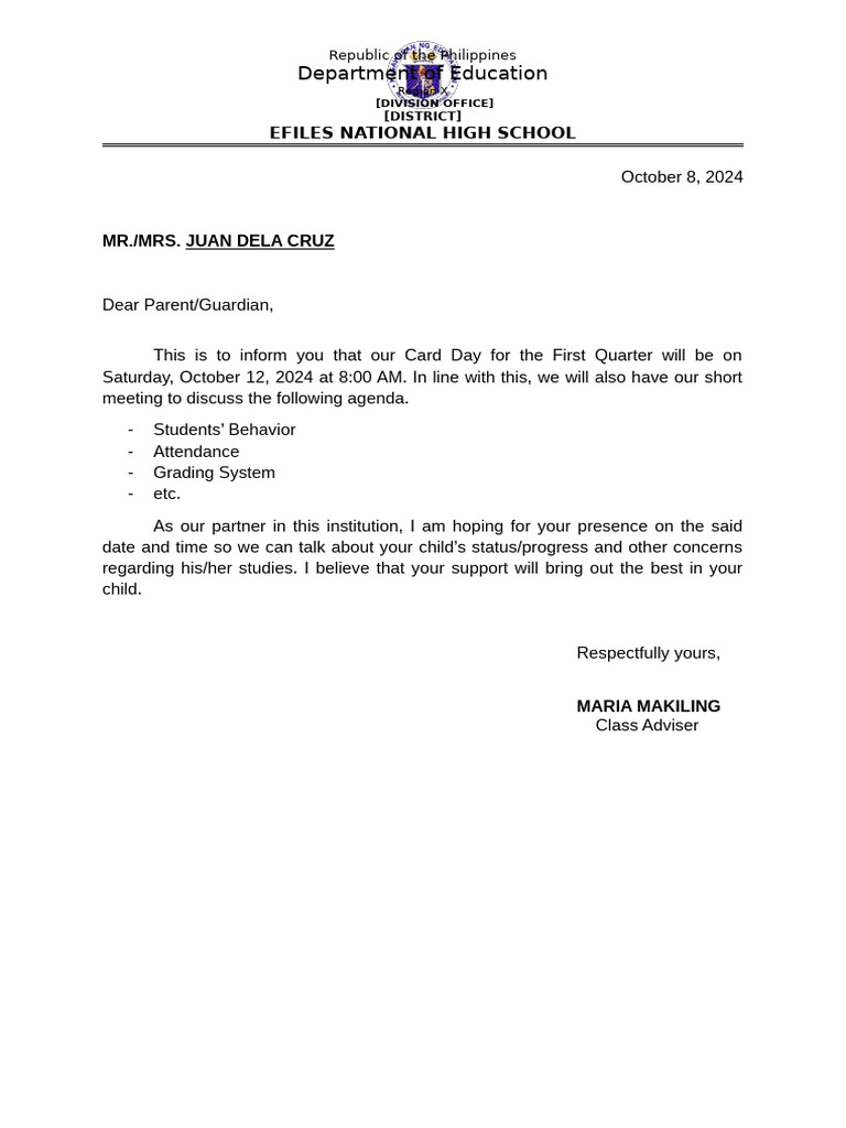 Invitation Letter Card Day | PDF