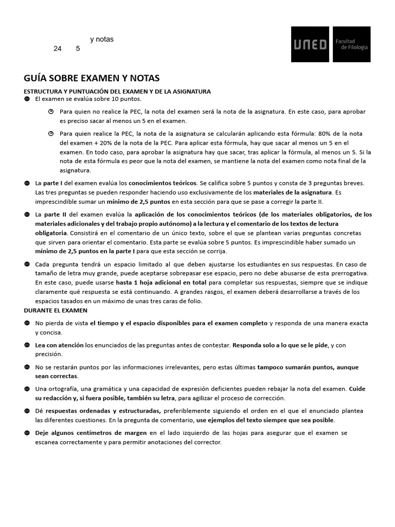 Guía de Evaluación y Notas UNED | PDF