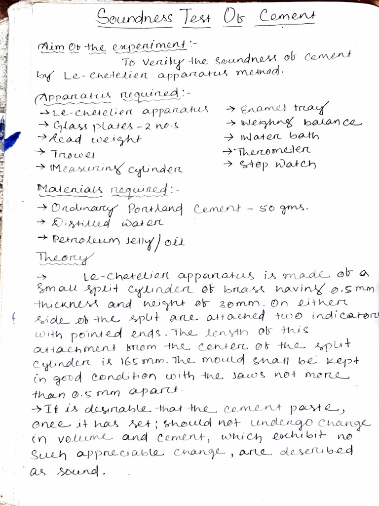 Soundness Test of Cement | PDF
