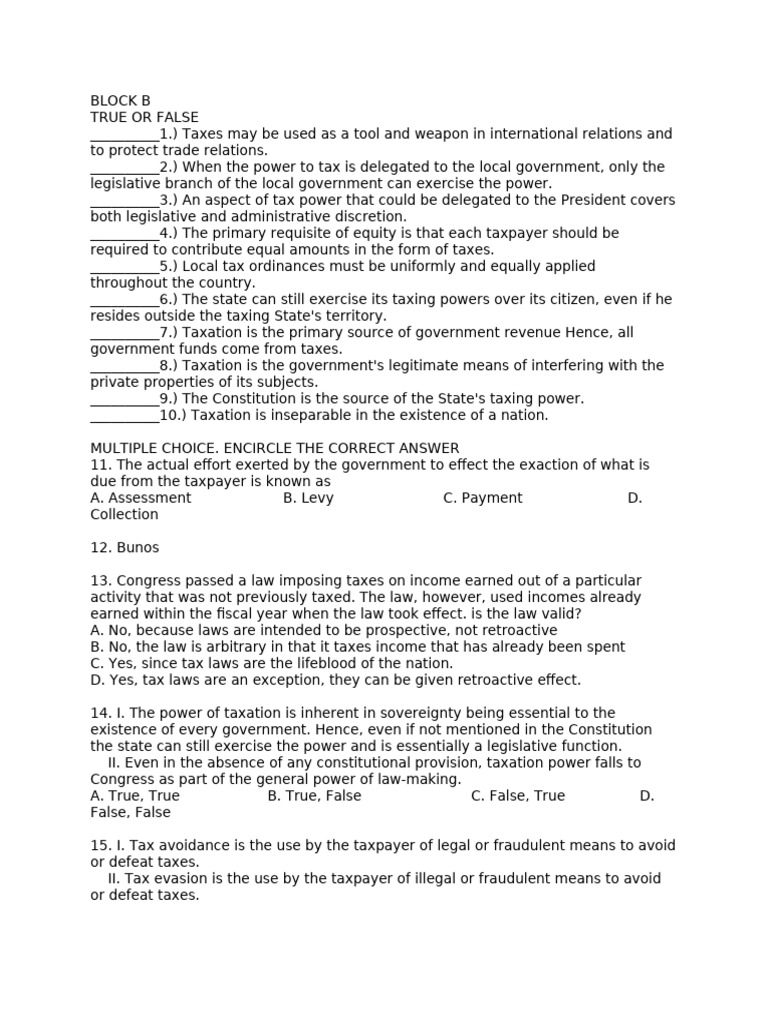 Taxation Questionaire | PDF | Taxes | Taxation In The United States Taxation Questionaire | PDF | Taxes | Taxation In The United States