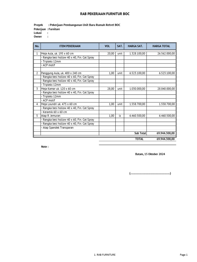 Rab Pek. Meja DLL | PDF