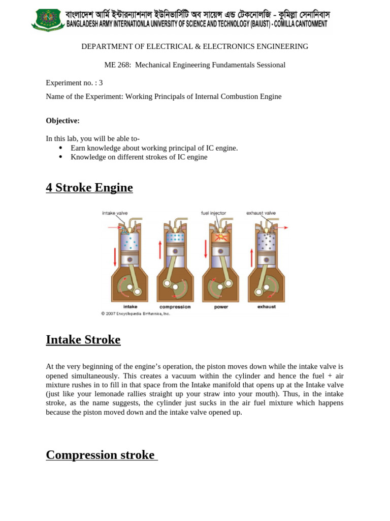 EXPT 03 Strokes of IC Engine | PDF | Internal Combustion Engine | Diesel Engine